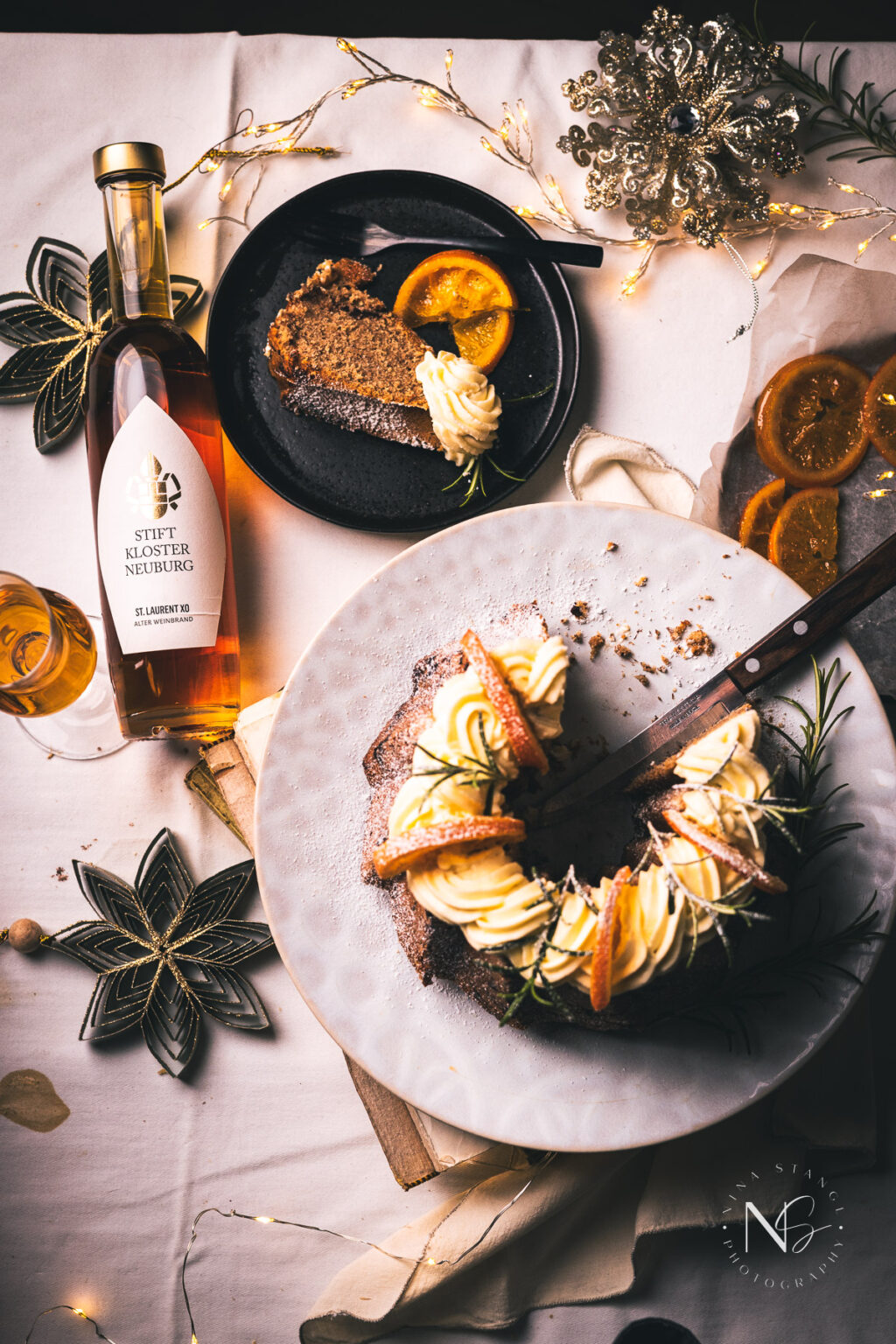 Elegant Brandy Spice Cake with Candied Oranges Recipe